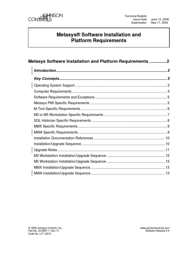Metasys® Software Installation and Platform Requirements | PDF ...