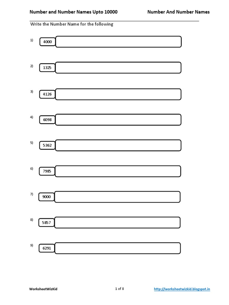 Number Names Worksheet 1-10000 | PDF | Teaching Methods & Materials