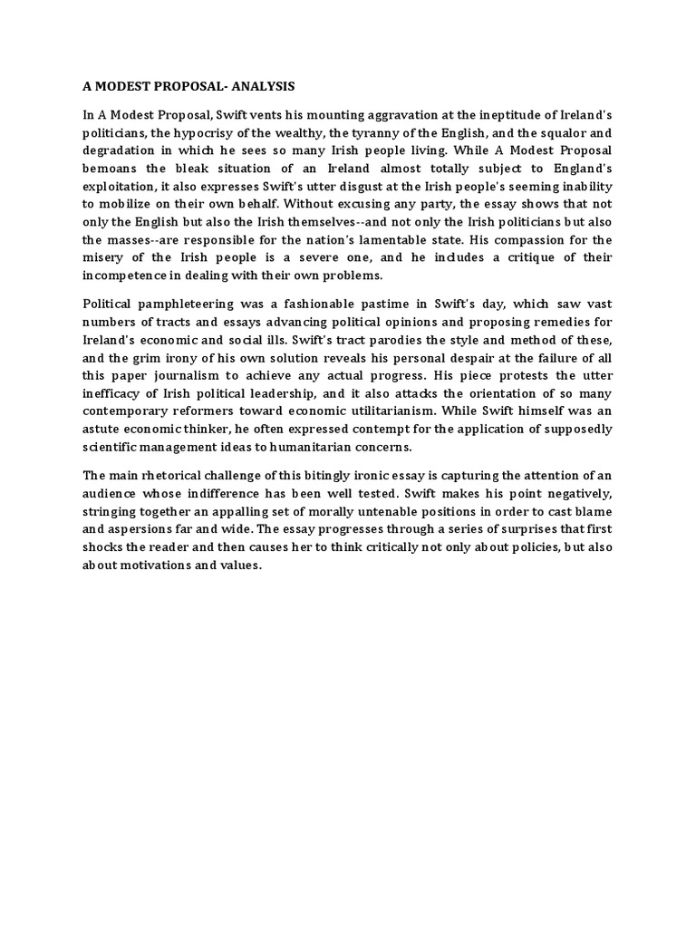 A Modest Proposal | PDF | Satire | Science