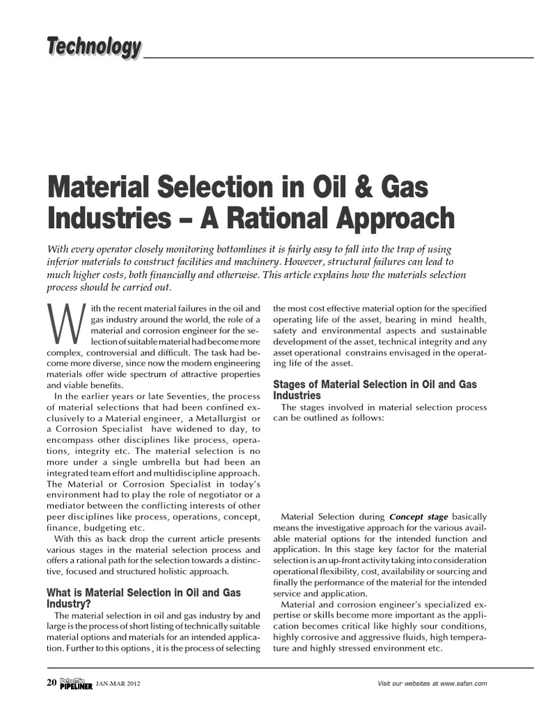 Material Selection in Oil and Gas | PDF | Corrosion | Engineering