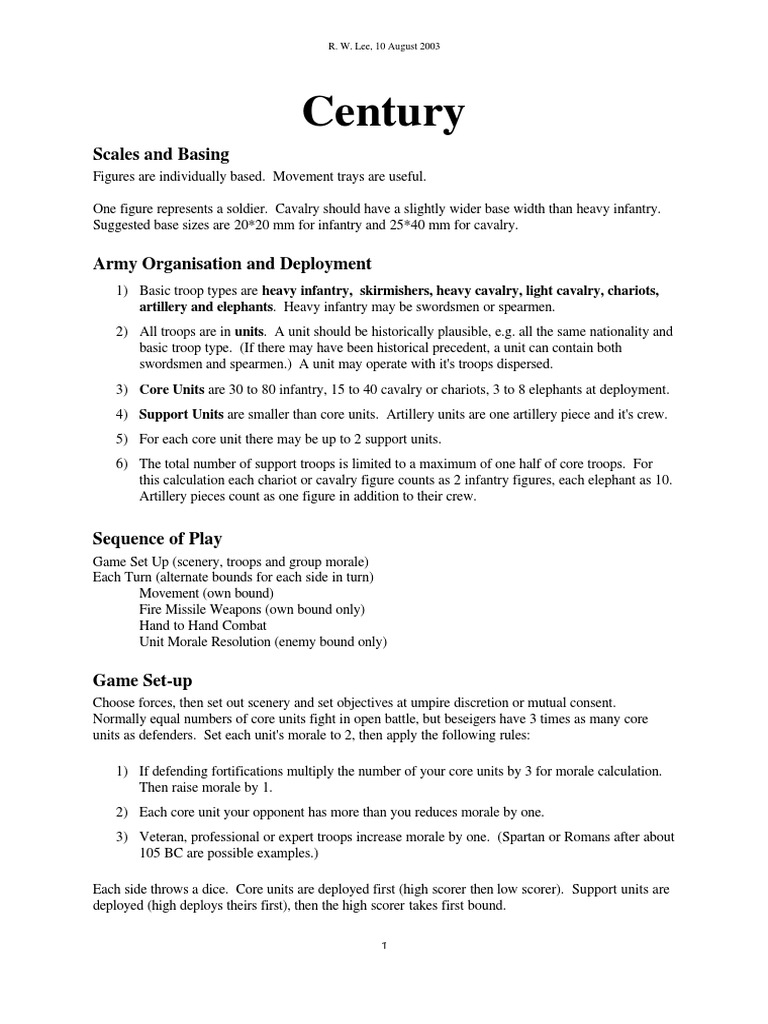 Century Free Wargame Rules | PDF | Cavalry | Infantry