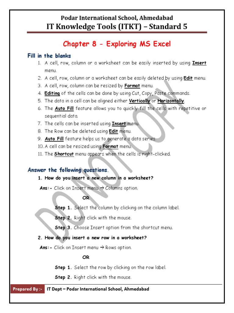 STD 5 - Cycle Test 4 - IT Knowledge Toolkit | PDF | Algorithms ...
