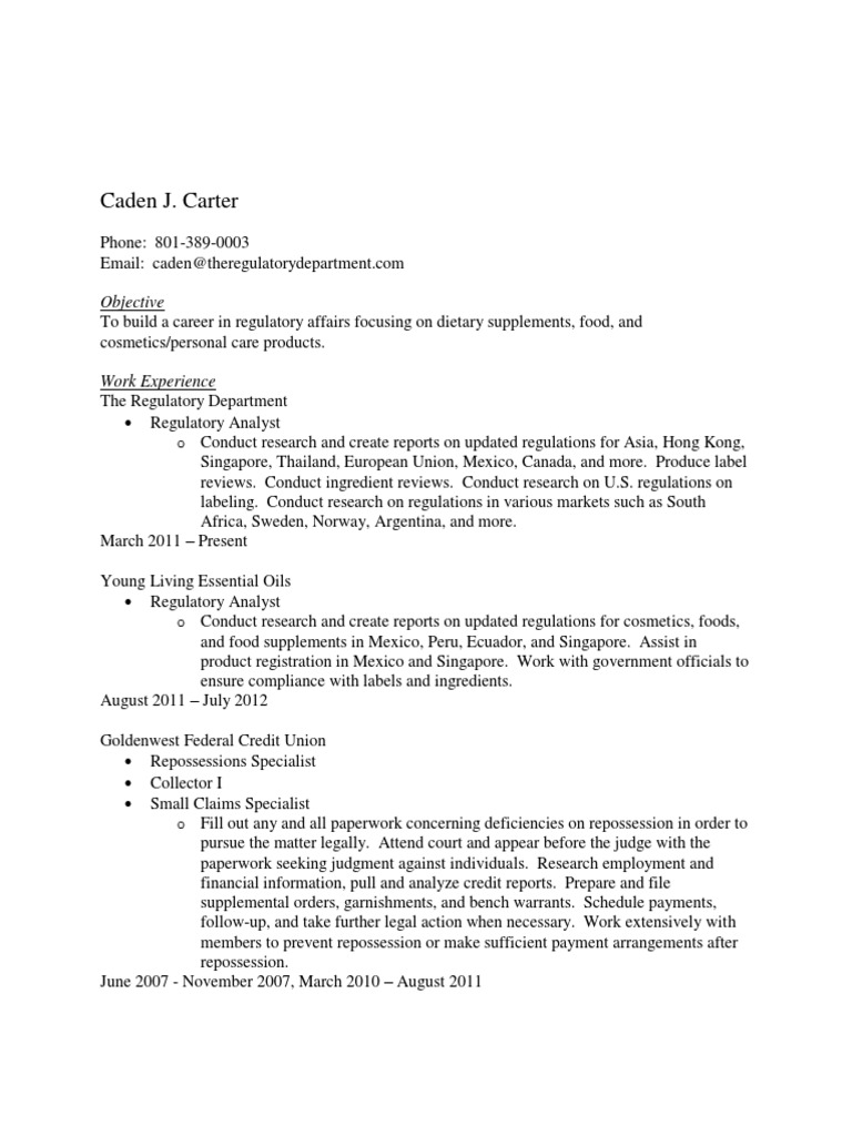 Caden J Carter Resume | PDF | Business | Wellness
