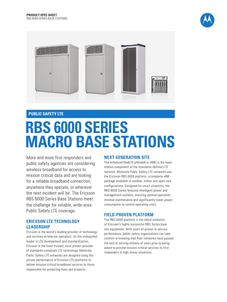 RBS 6000 Spec Sheet | Ericsson | Lte (Telecommunication)