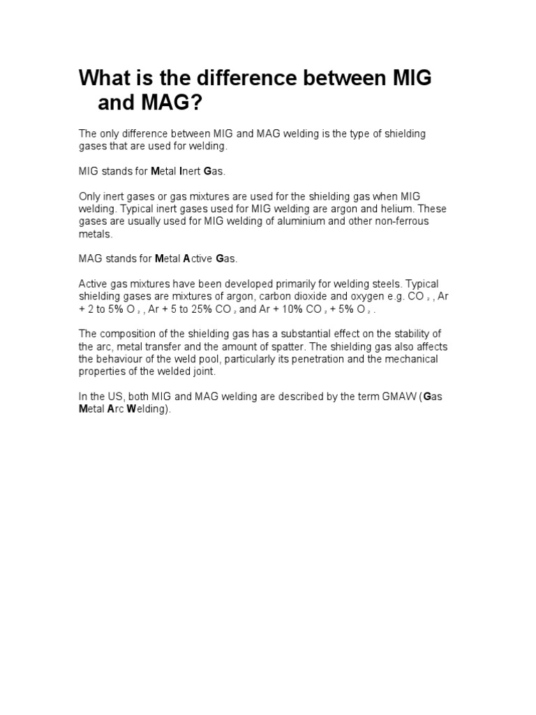 MIG vs MAG Welding: Key Differences | PDF