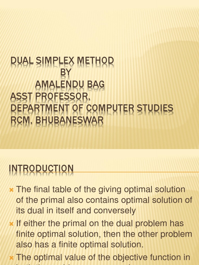 Dual Simplex Method | PDF | Mathematical Optimization | Systems Analysis