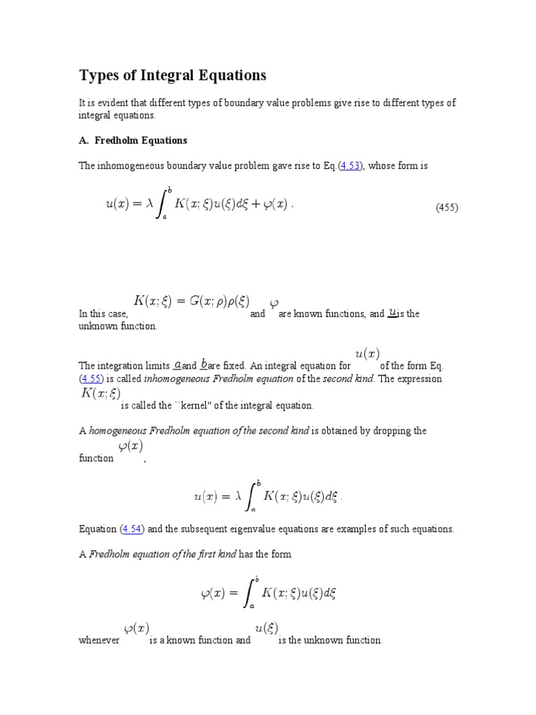 Types of Integral Equations | PDF | Integral Equation | Teaching ...
