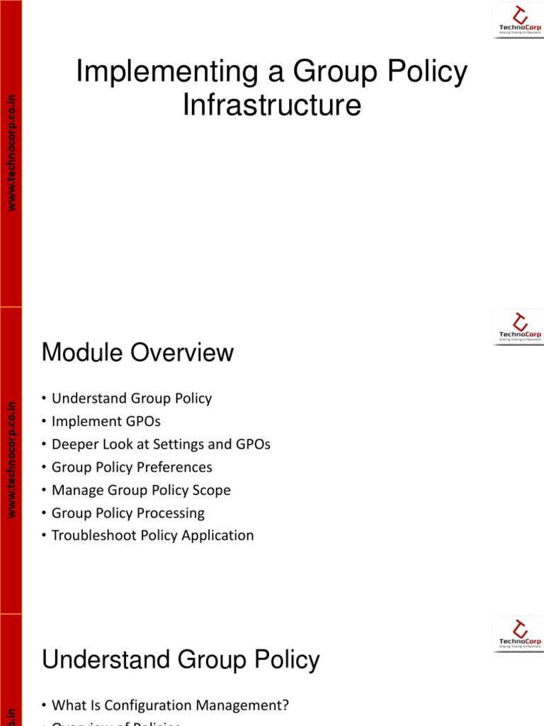 06 Implementing A Group Policy Infrastructure | PDF | Group Policy | Windows Registry
