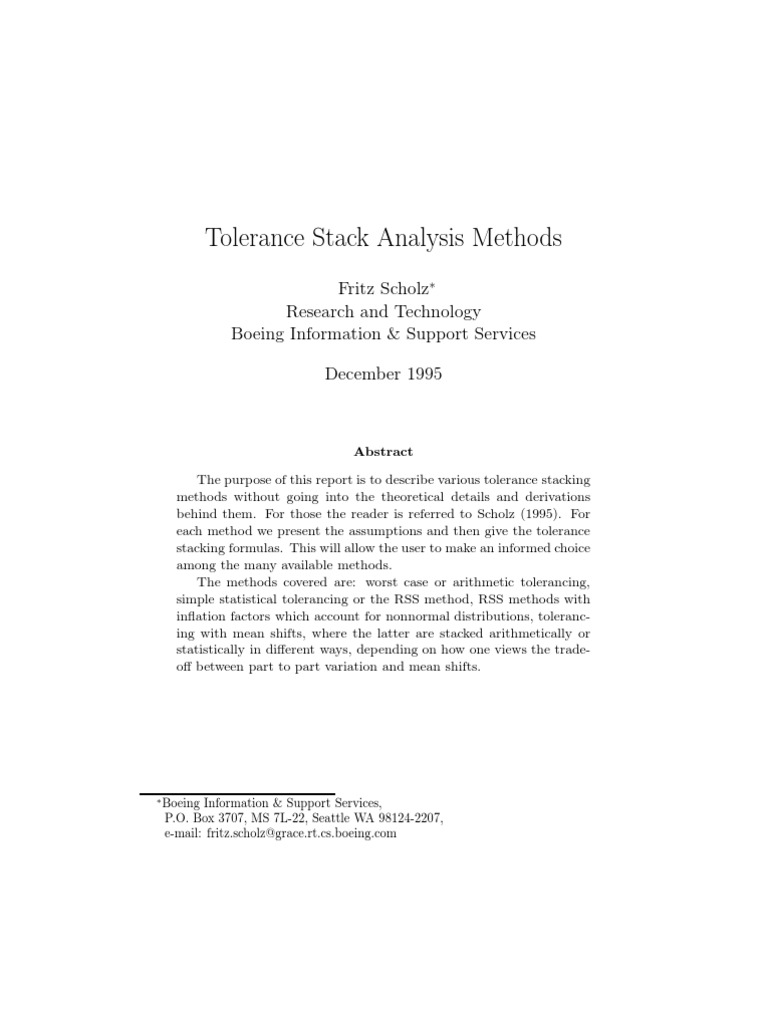 Statistical Tolerance Stack Analysis | Download Free PDF | Engineering ...