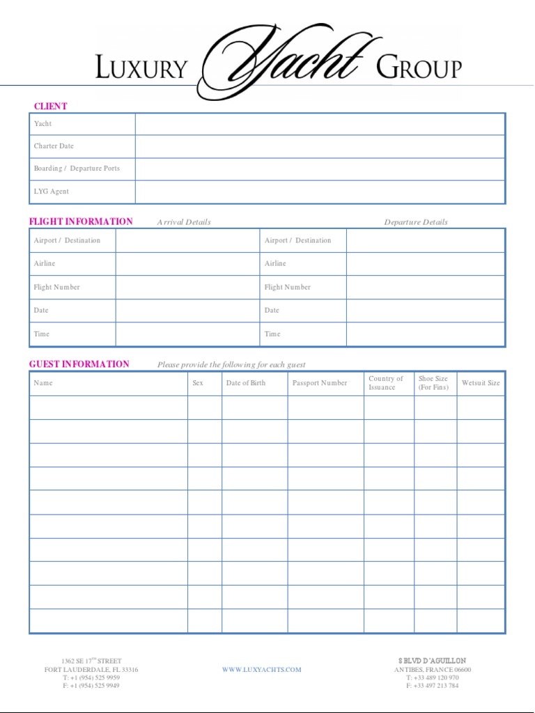 Charter Preference Sheet | Drink | Food And Drink