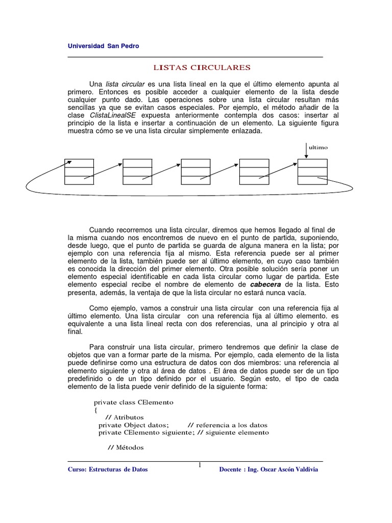 Listas Circulares en Java | PDF