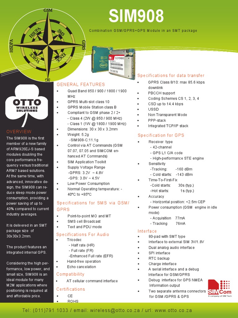 SIM908 Datasheet PDF | PDF | General Packet Radio Service | Gsm