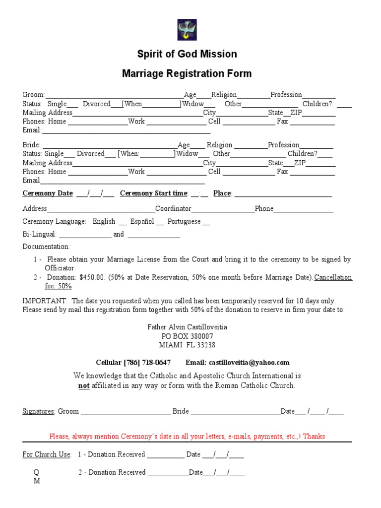 Old Catholic Marriage Registration | PDF