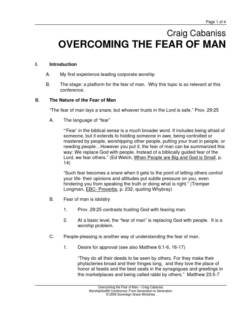 Overcoming The Fear of Man | PDF | God | Religious Behaviour And Experience