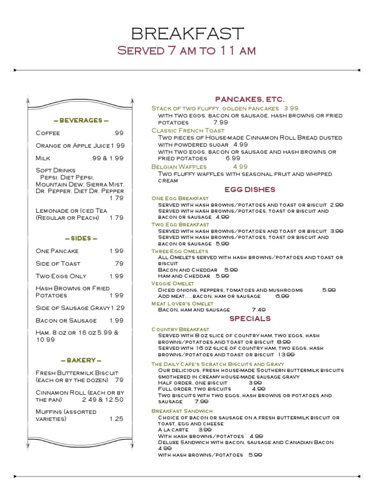 Breakfast Menu 2014 | PDF