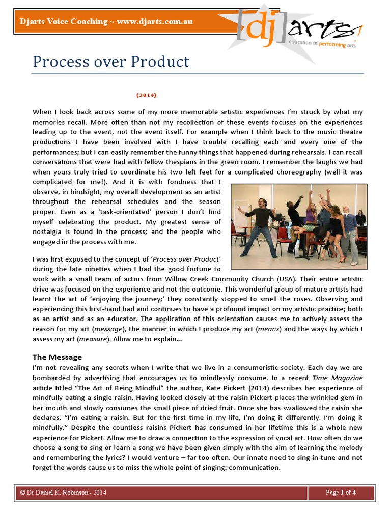 Process Over Product | PDF | Vocal Pedagogy | Singing