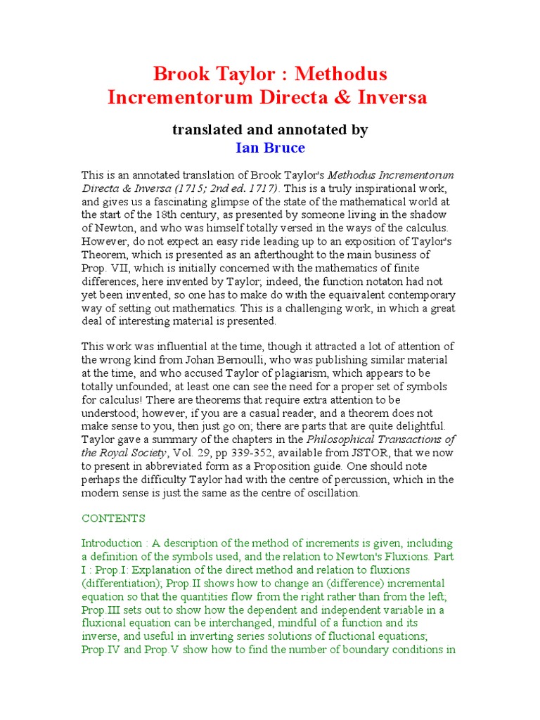 Brook Taylor | Summation | Teaching Mathematics