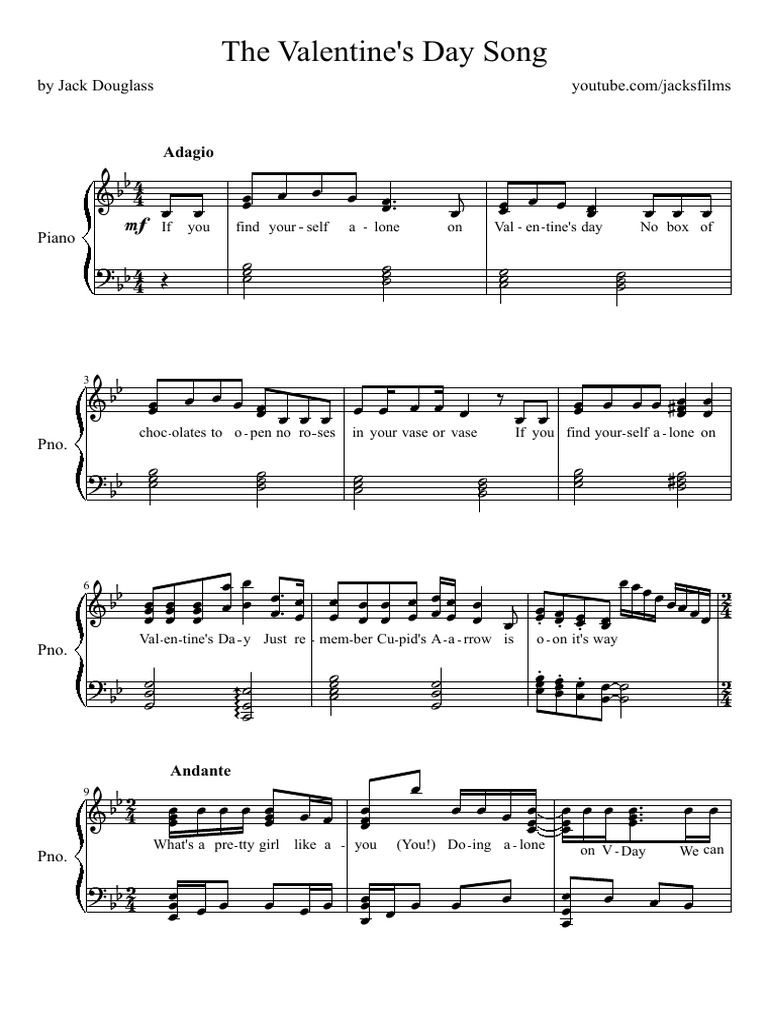 The Valentines Day Song - JacksFilms | PDF | Compositions For Piano ...