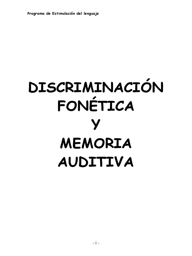 Libro Discriminacion Fonetica y Memoria Auditiva .... P | PDF | Palabra ...