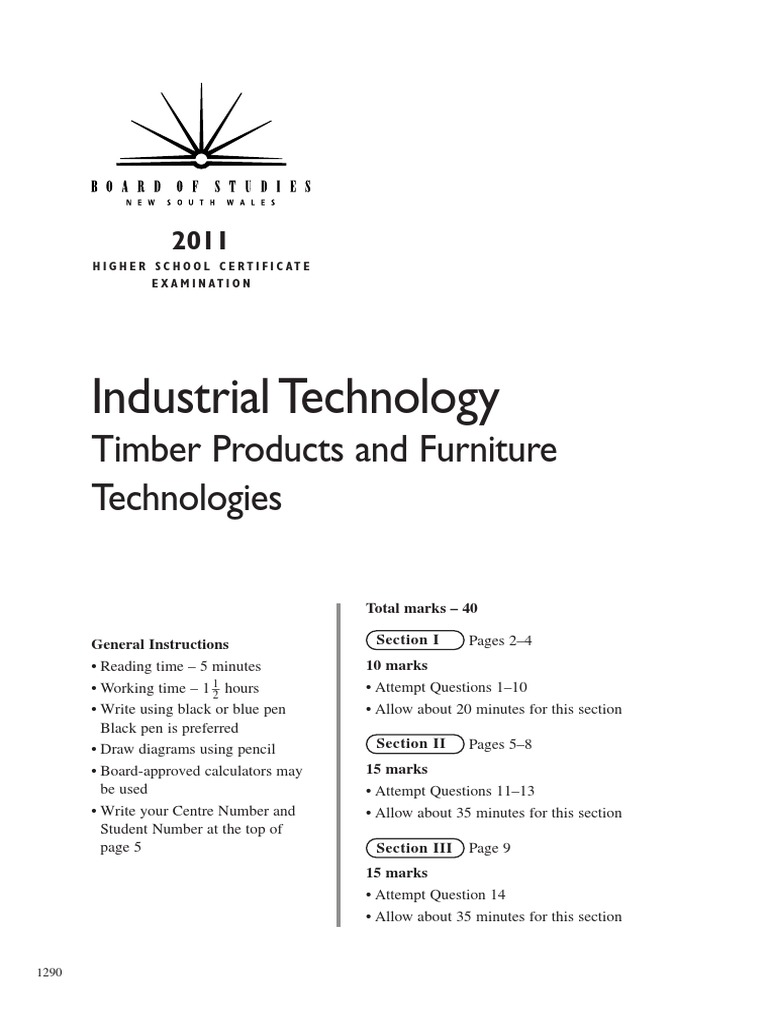Industrial Technology: Timber Products and Furniture Technologies | PDF ...