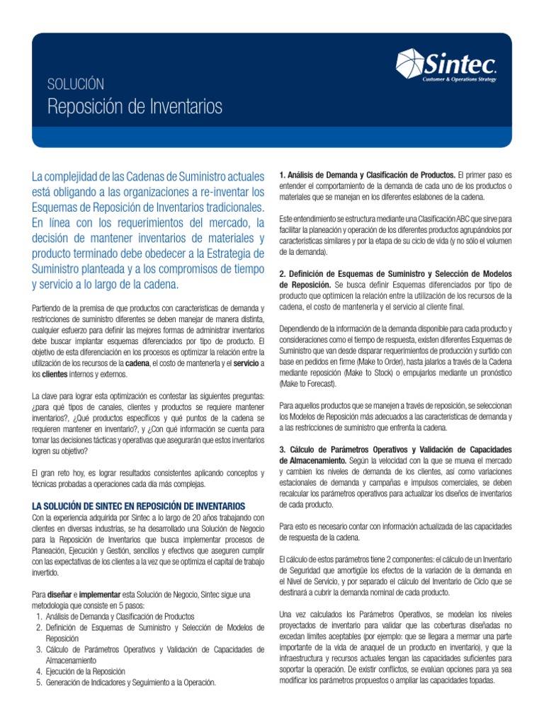 Reposicion de Inventarios | Inventario | Beneficio (economía)