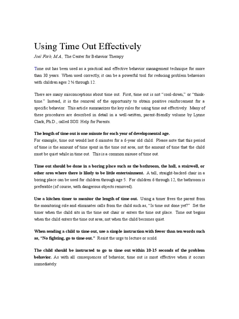 Using Time Out Effectively | PDF | Reinforcement | Applied Psychology