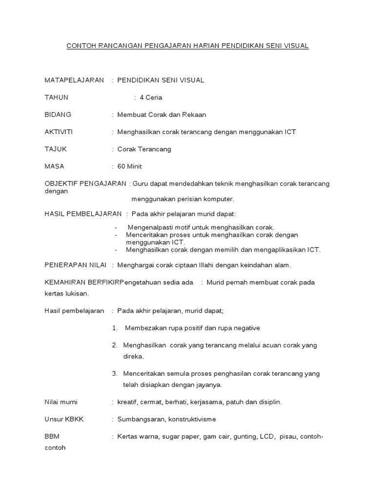 Contoh RPH PSV | PDF | Seni | Komputer