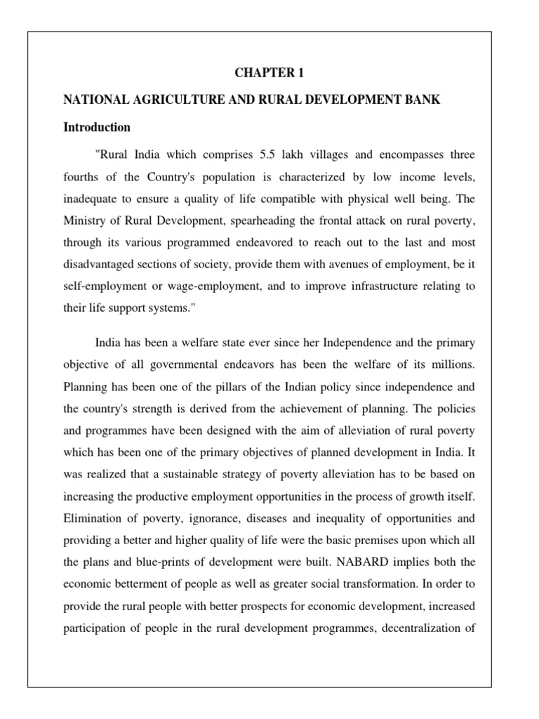 Nabard Project On Rural Development. | PDF | Banks | Agriculture
