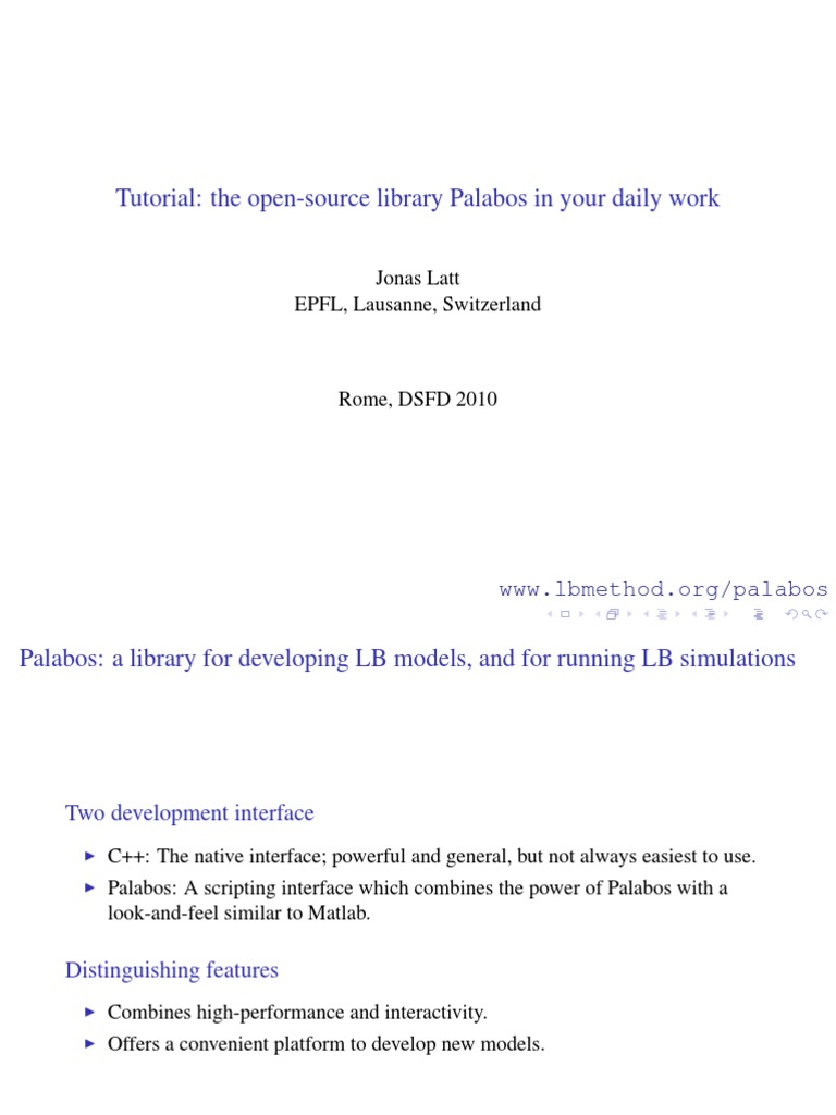 Palabos Tutorial Dsfd2010 | PDF | Parallel Computing | Interface (Computing)