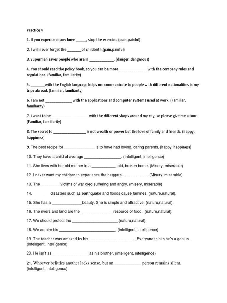 Lesson 393 CHanging Nouns To Adjectives Practice Worksheet | PDF