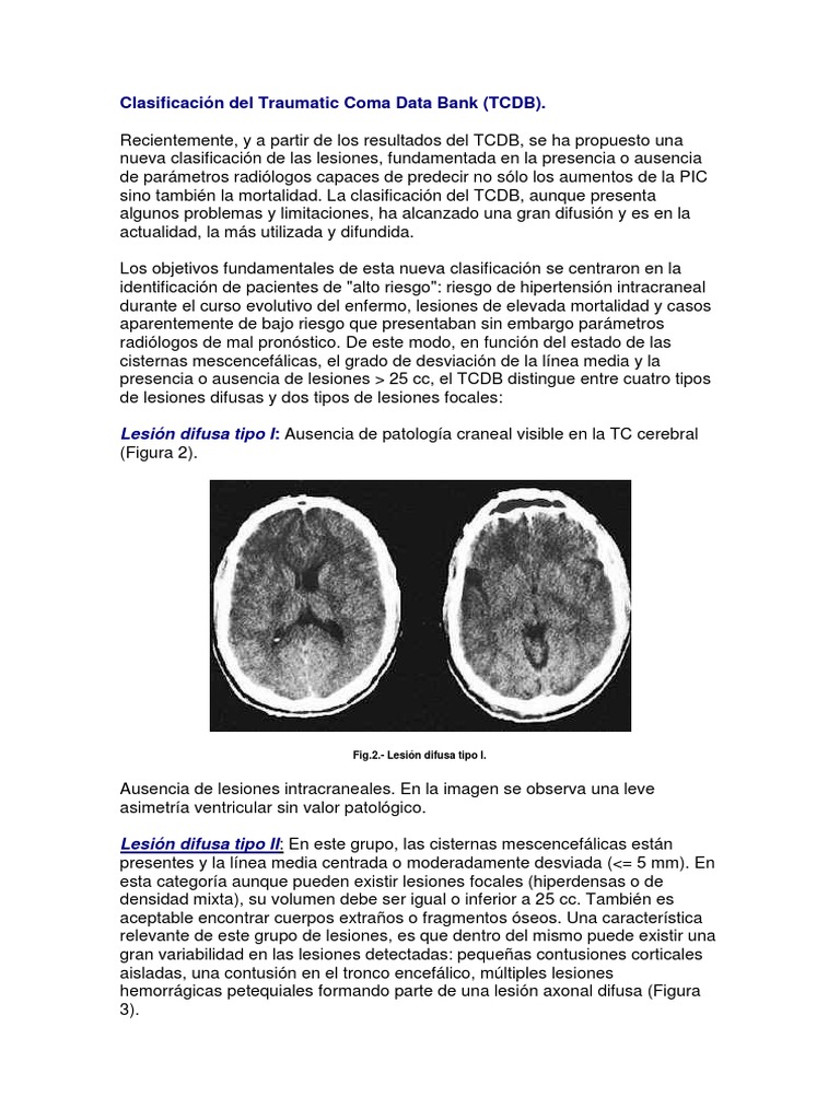 Clasificación Del Traumatic Coma Data Bank | PDF | Ct Scan | Cerebro