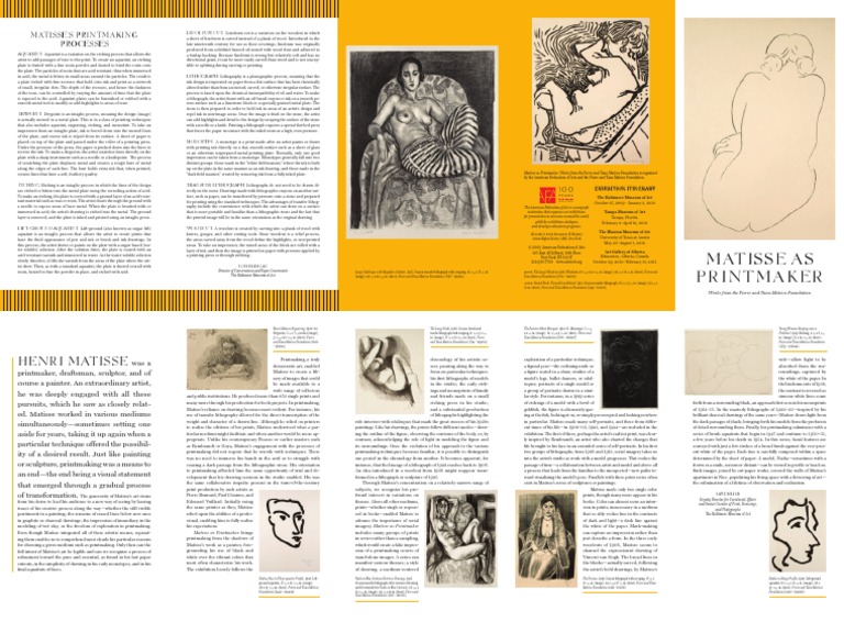 Matisse As Printmaker: Matisse'S Printmaking Processes | PDF ...