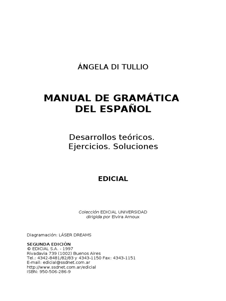 Manual-De-Gramatica-Del-Español - Angela Di Tullio | PDF | Mecánica del ...