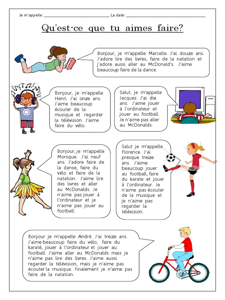 Qu'est-ce que tu aimes faire ? | PDF | Maison et jardin | Développement ...