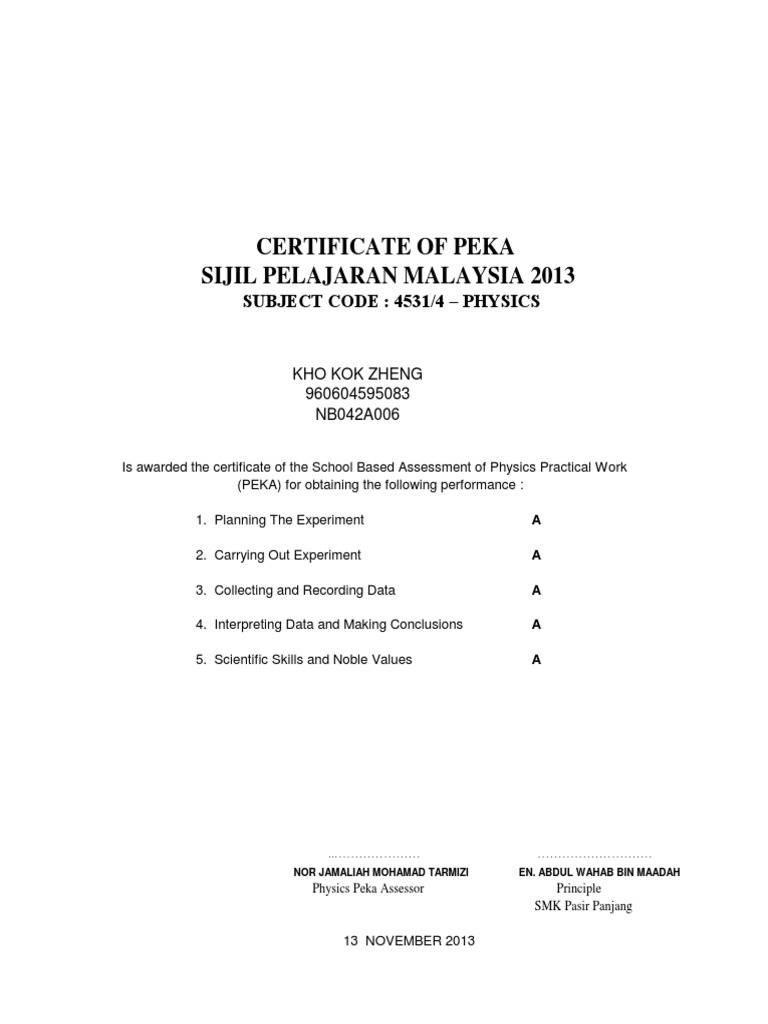 Sijil Peka Physics | PDF