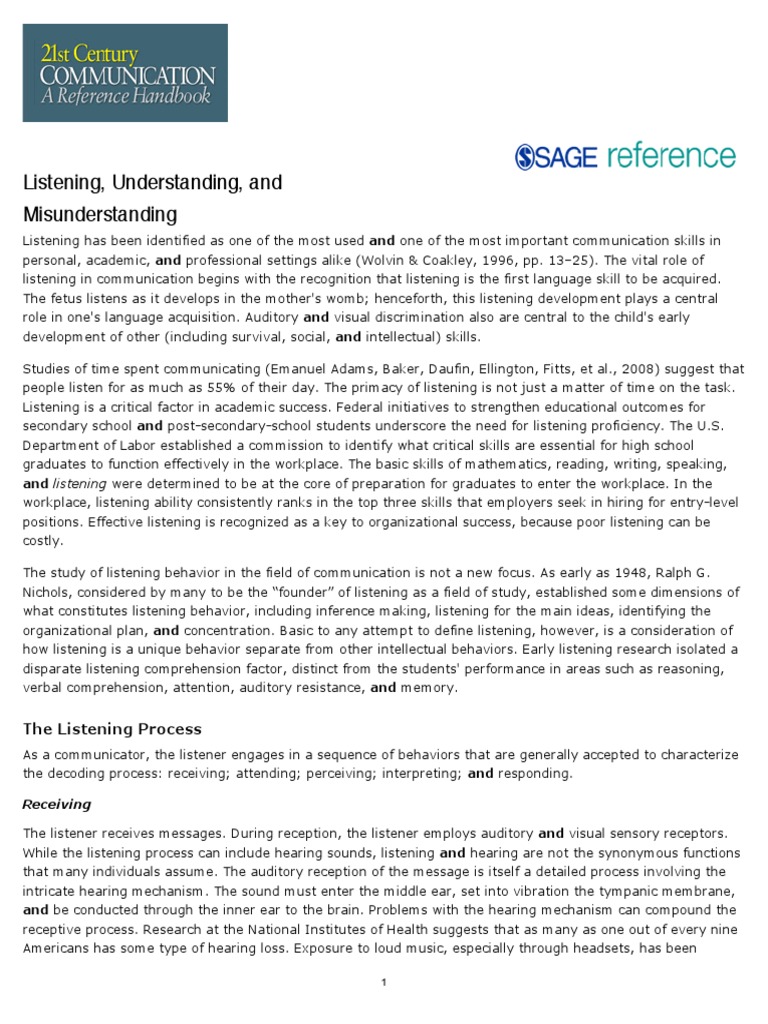 Listening by Wolvin | PDF | Career & Growth | Self-Improvement