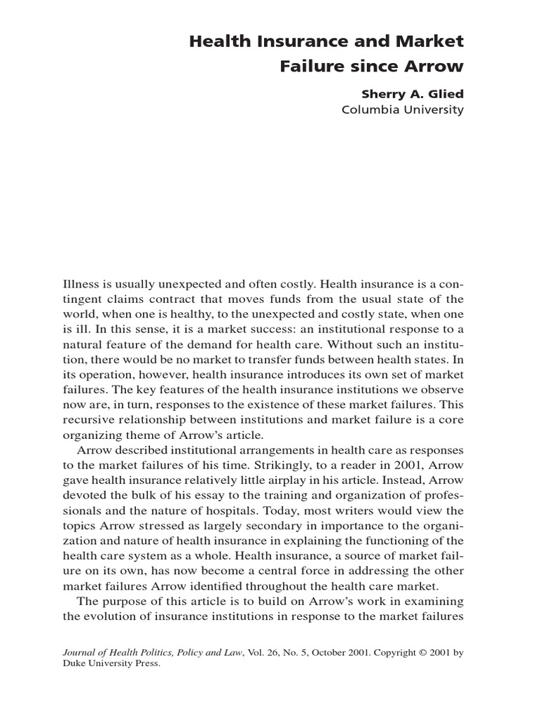 Market Failure in Health Care | PDF | Medicare (United States) | Insurance