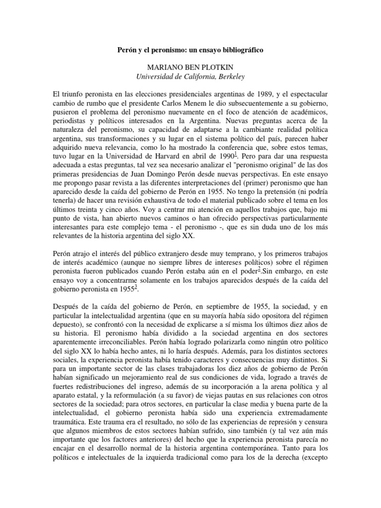 Ben Plotkin, Mariano. Perón y El Peronismo. | PDF | Populismo | Ideologías