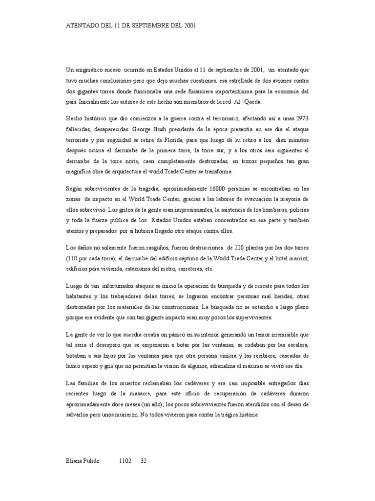 Cronica: ATENTADO DEL 11 DE SEPTIEMBRE DEL 2001 | Descargar gratis PDF ...