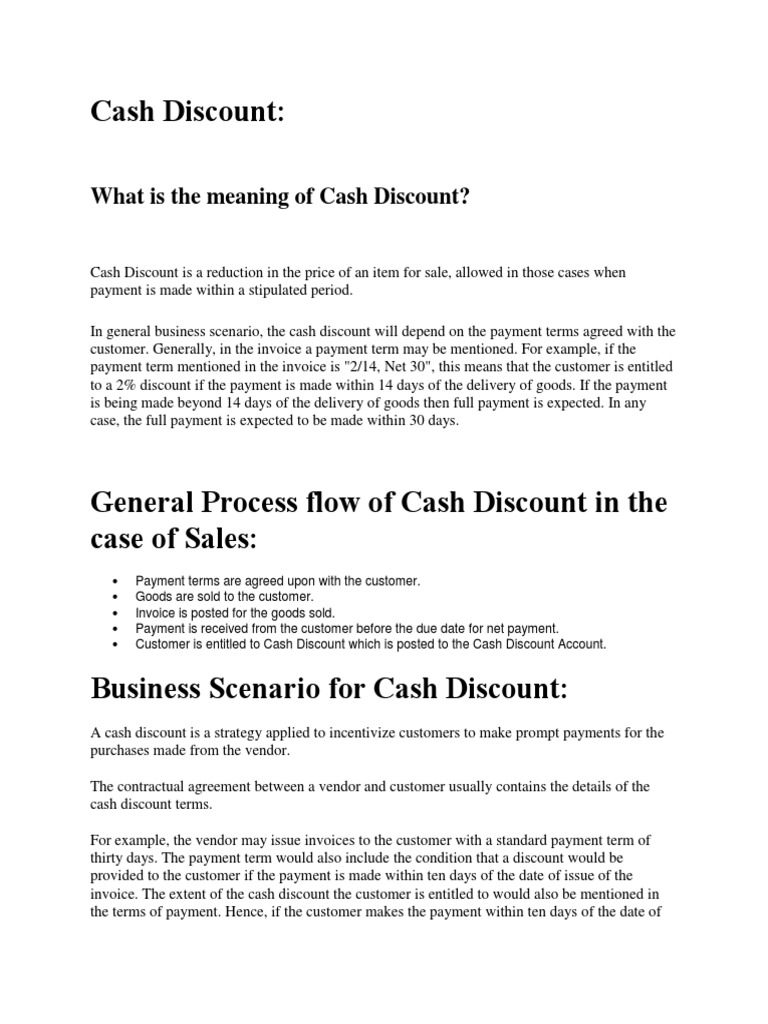 Cash Discount Configuration | PDF | Discounts And Allowances | Invoice