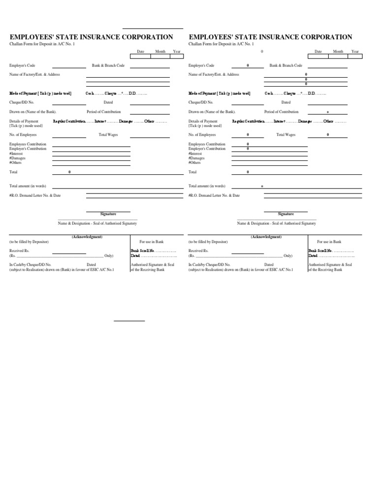 ESIC CHALLAN | Cheque | Payments | Free 30-day Trial | Scribd