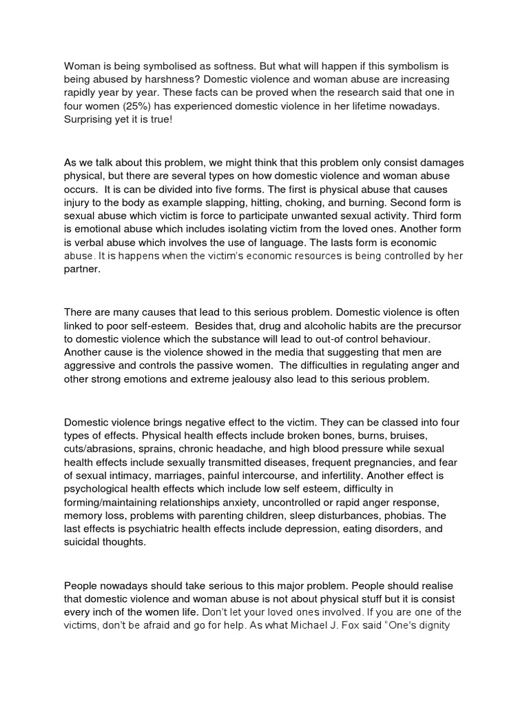 Essay ELA | PDF | Domestic Violence | Violence