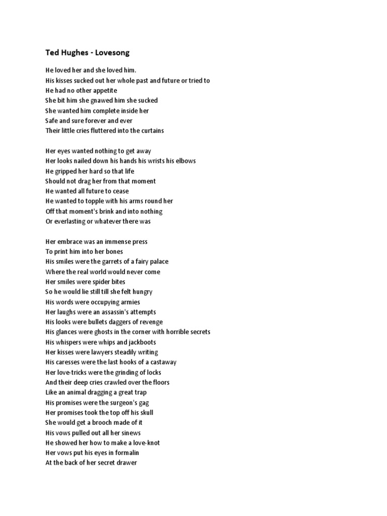 Ted Hughes, Lovesong+Wind | PDF