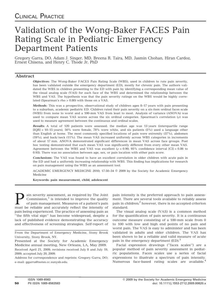 Validation of The Wong-Baker FACES Pain | PDF | Educational Assessment ...