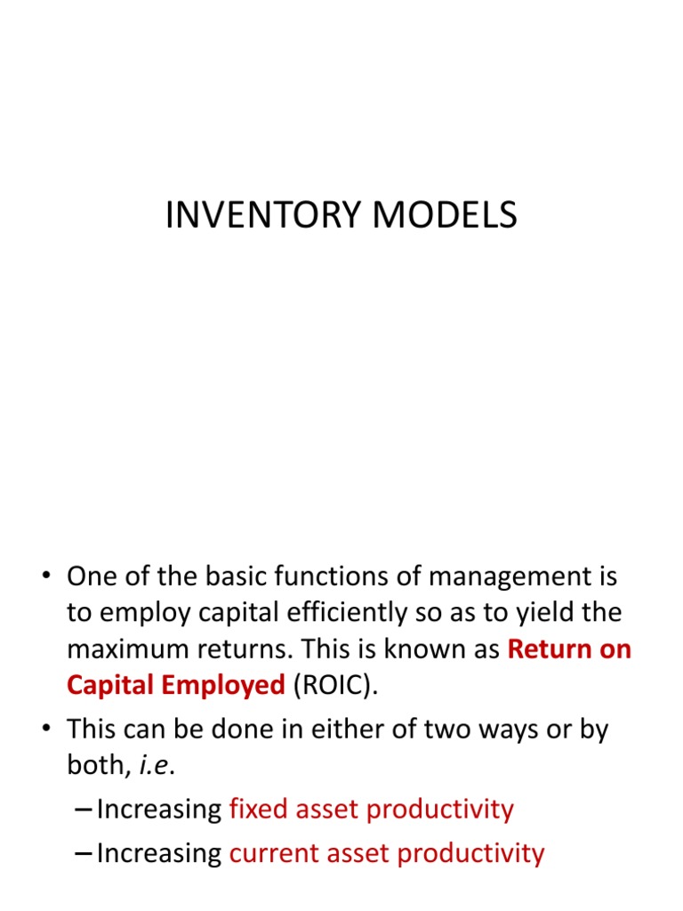 Inventory Models | PDF | Inventory | Capital (Economics)