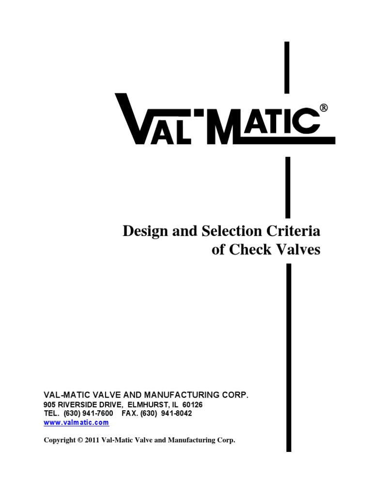Design and Selection Criteria For Check Valves | PDF | Valve | Pump
