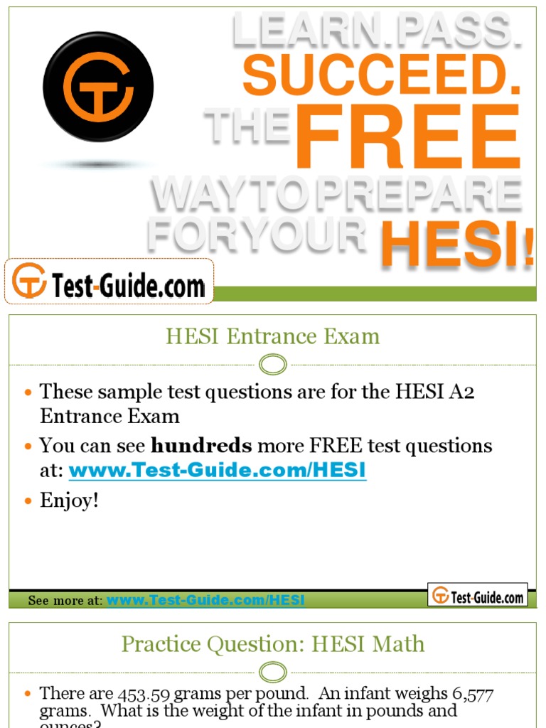HESI A2 Entrance Exam Practice Test | PDF