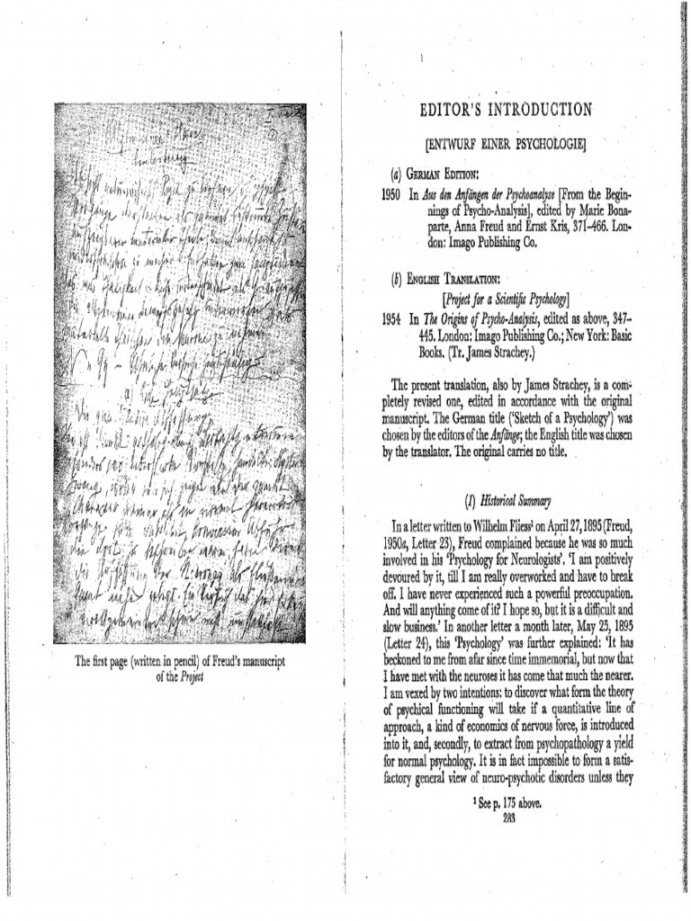 Project For A Scientific Psychology by Sigmund Freud | PDF