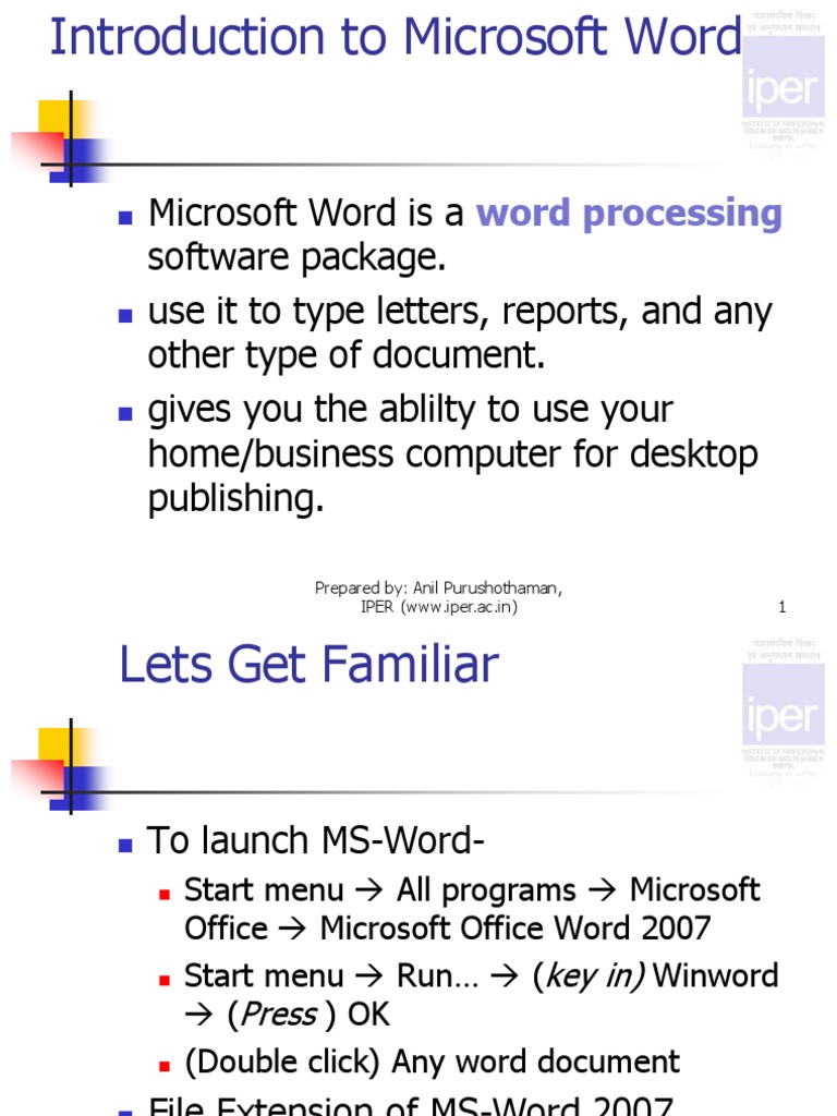 Ms Word Introduction Microsoft Word Tab Gui