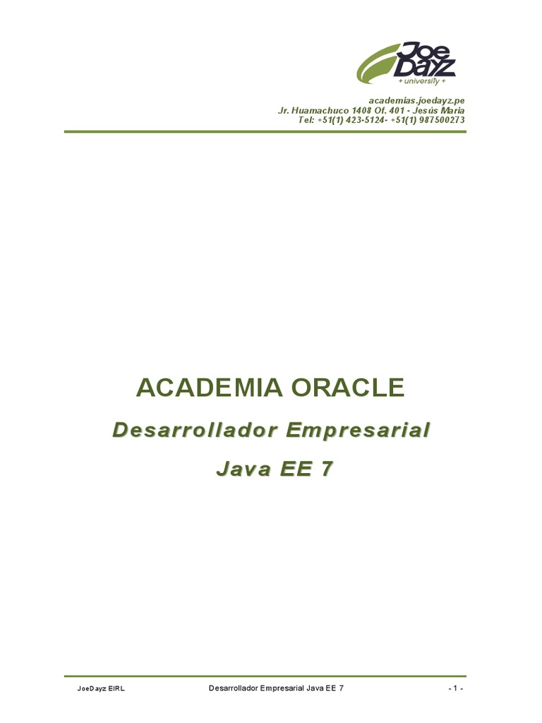 Curso Java EE 7 para Desarrolladores Empresariales | PDF | Plataforma Java | Java (lenguaje de ...